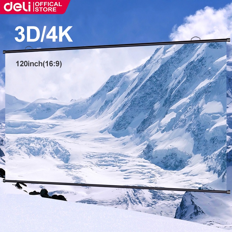 Deli 4K Projector Screen 100/120' HD Vivid Color for Office Meeting ...