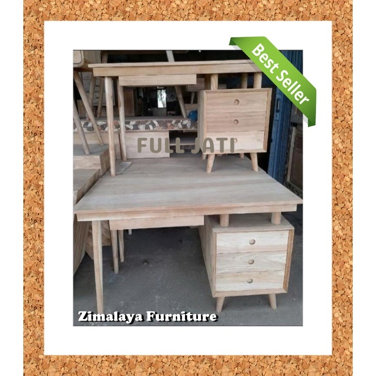 KAYU Teak Work Desk Retro Model Minimalist Office Desk FULL Teak Wood ...