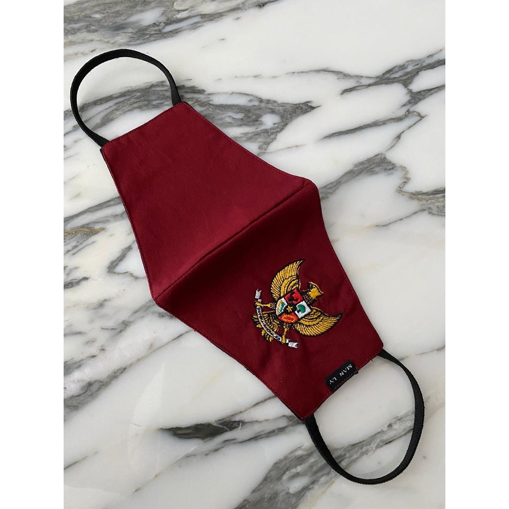MERAH HITAM 3 ply / 3 ply embroidered red and black Garuda mask ...