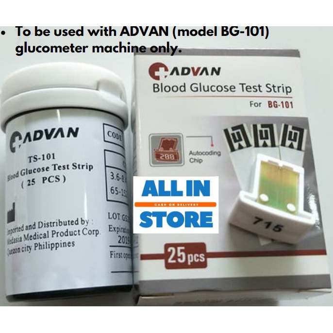 (ALL-Z) ADVAN Blood Glucose Test Strips | Shopee Philippines