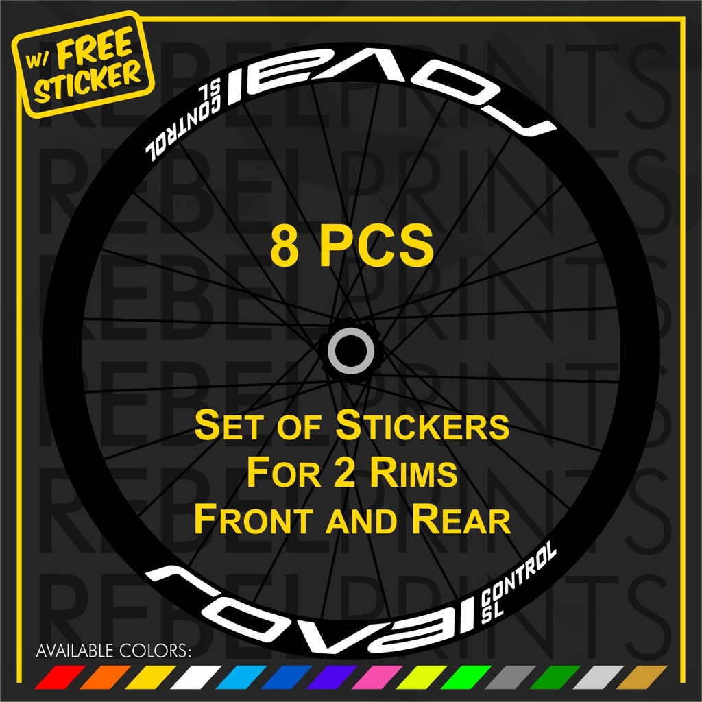 ROVAL Control SL (8 pcs) 700c Wheel Rim Sticker Decal Vinyl for Road ...