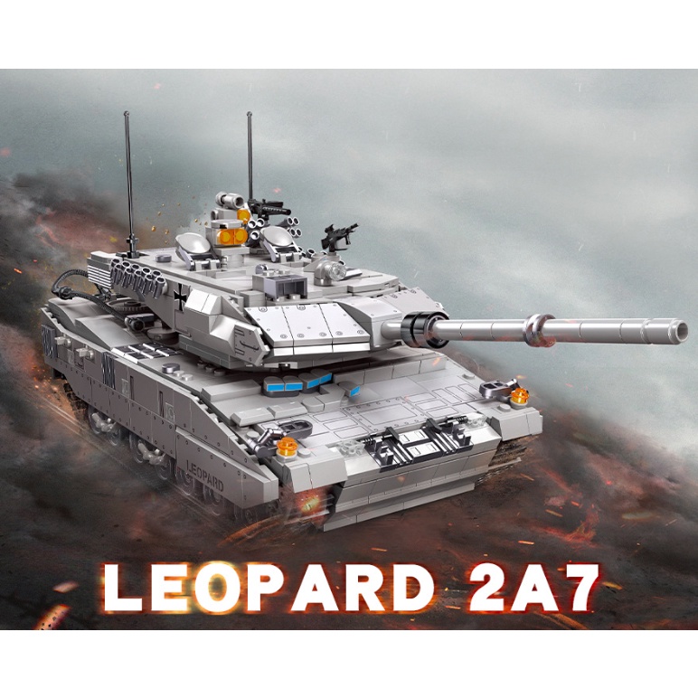 1498PCS MOC WW2 Leopard 2A7 Treads Tank Model Toy Building Block Brick ...