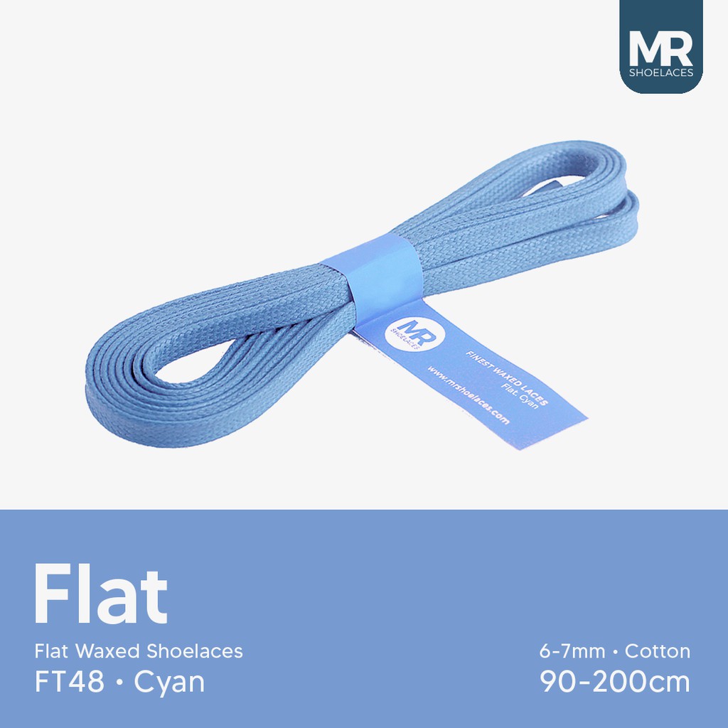 LILIN Mr Shoelaces FT48 Cyan - Waxed Laces 6-7mm Flat Flat (Waxed Laces ...