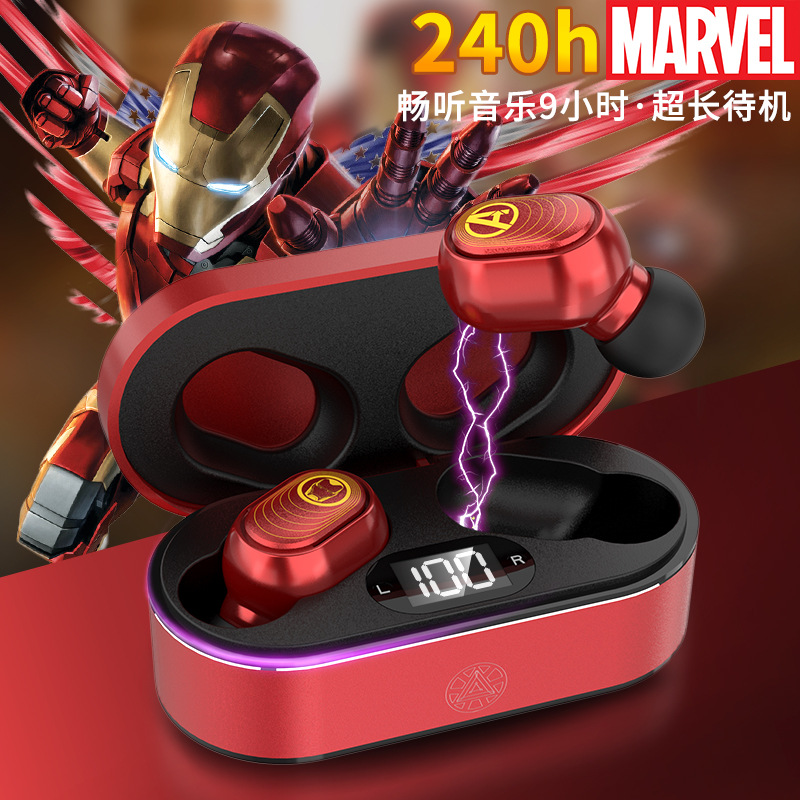 100% Original Marvel Avengers TWS 5.0 Bluetooth Earphones iron Man ...
