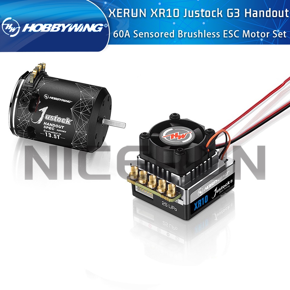 HOBBYWING XERUN XR10 Justock G3 Handout 60A 13.5T 17.5T 21.5T Sensored Brushless ESC Motor Combo ...