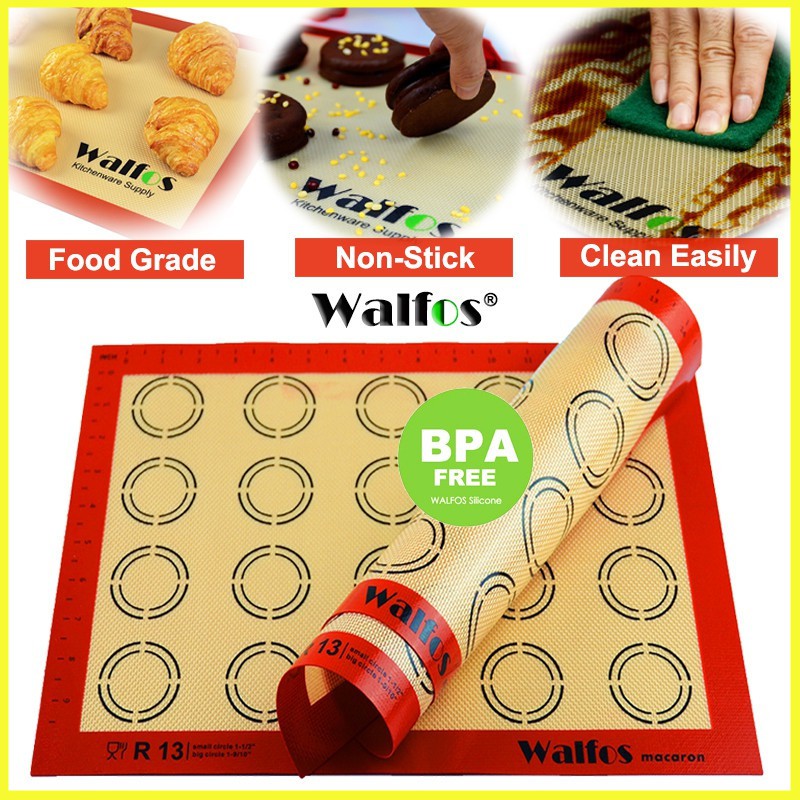 Walfos Food Grade Macaron Baking Mat with Kitchen Cooking Pastry Mat ...
