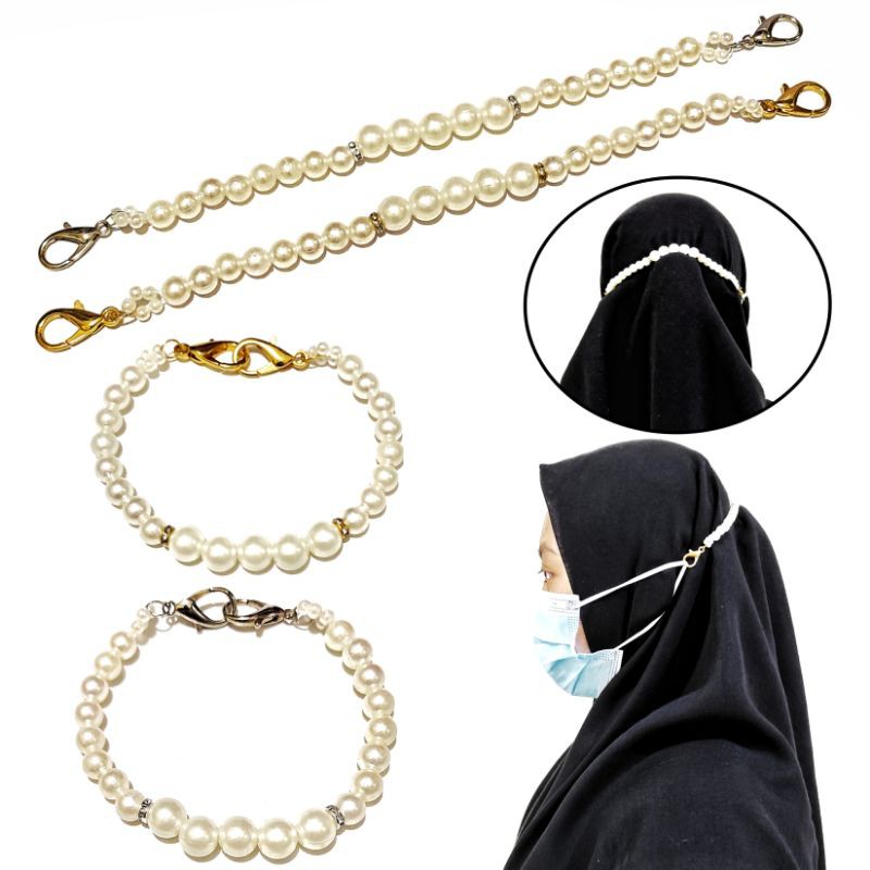 Pearl Hijab Mask Connector Pearl Connector Mask Extender Strap Hook ...