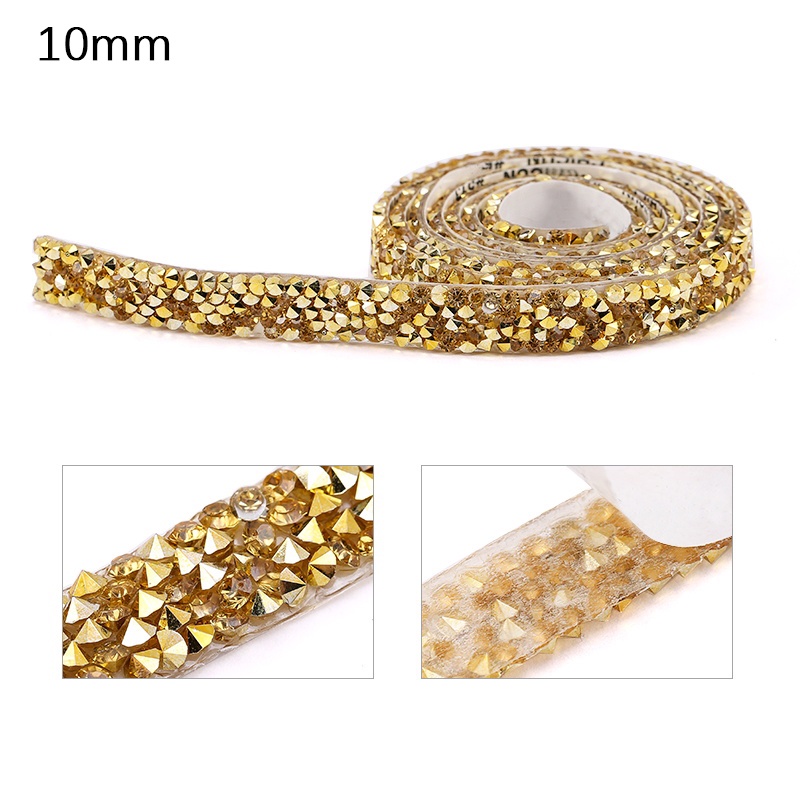 QIAO Self-adhesive Rhinestones Trim Glitter Crystal Tape Strass Ribbon ...
