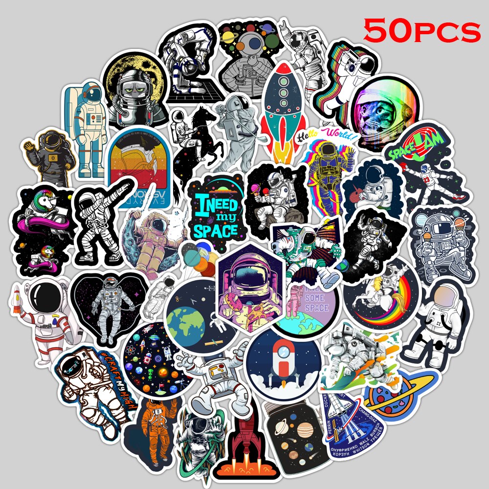 50Pcs Space Astronaut Series Stickers Waterproof PVC Material Graffiti ...