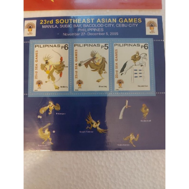 2005 23rd Southeast Asian Games set of 2 souvenir sheet stamps Subic ...