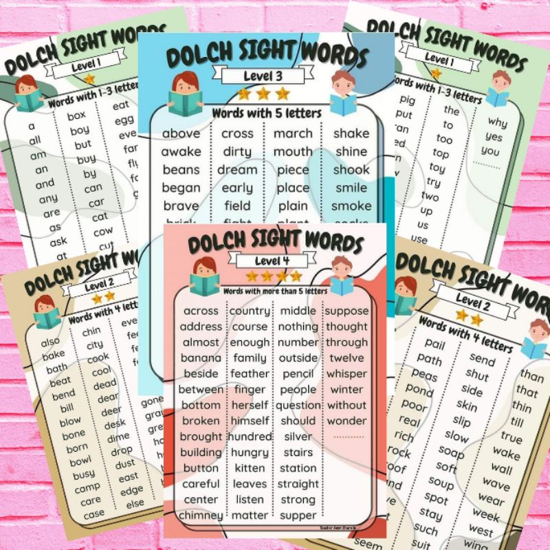 DOLCH SIGHT WORDS 6PCS LAMINATED | Shopee Philippines