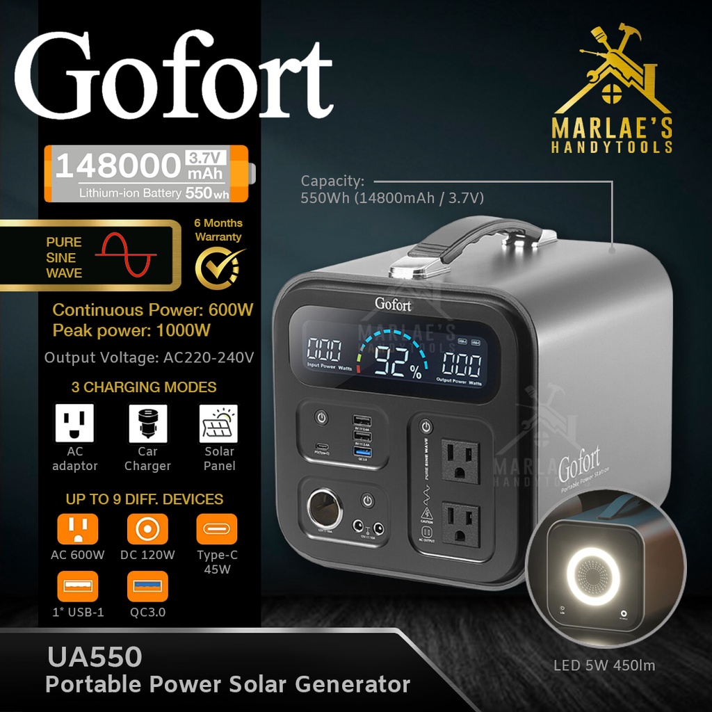 Gofort UA550 Portable Power Solar Generator | Shopee Philippines