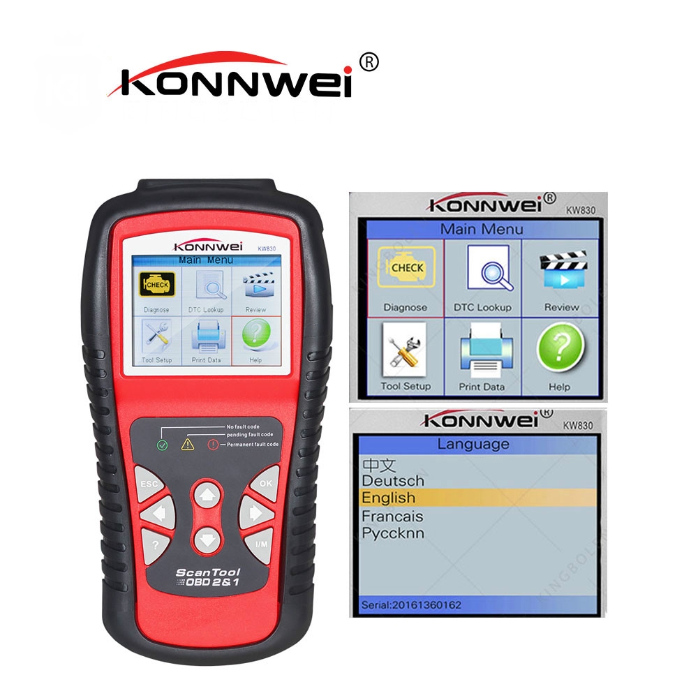 KW830 LIVE DATA OBD 2/CAN-BUS Scanner KONNWEI KW830 Enhanced OBDII Auto ...