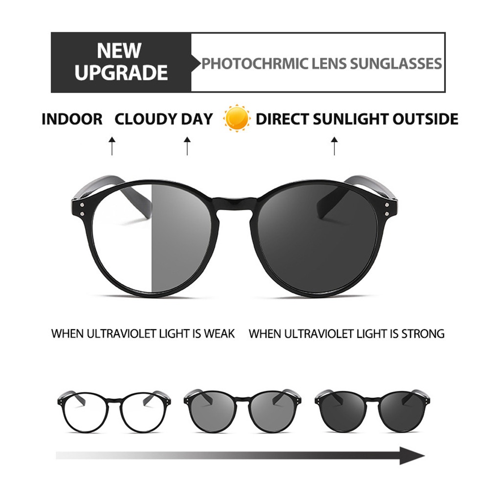 YOUJ Photochromic Anti Radiation Glasses Retro Round Frame Eyeglasses ...