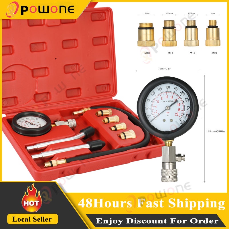 POWONE Automotive Motorcycles Petrol Engine Compression Test Gauge ...