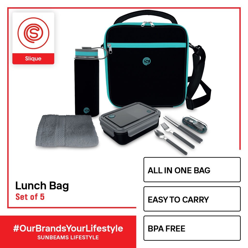 SLIQUE Lunch Box Thermal Bag | Insulated Tumbler | Cutlery Set | Cotton ...