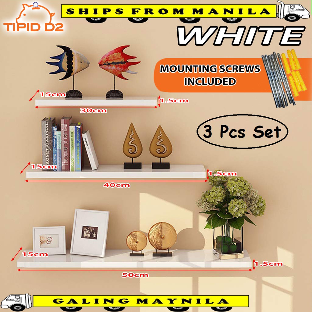 Floating Wall Shelves Storage White Furniture Shelf Storage Rack Wall ...