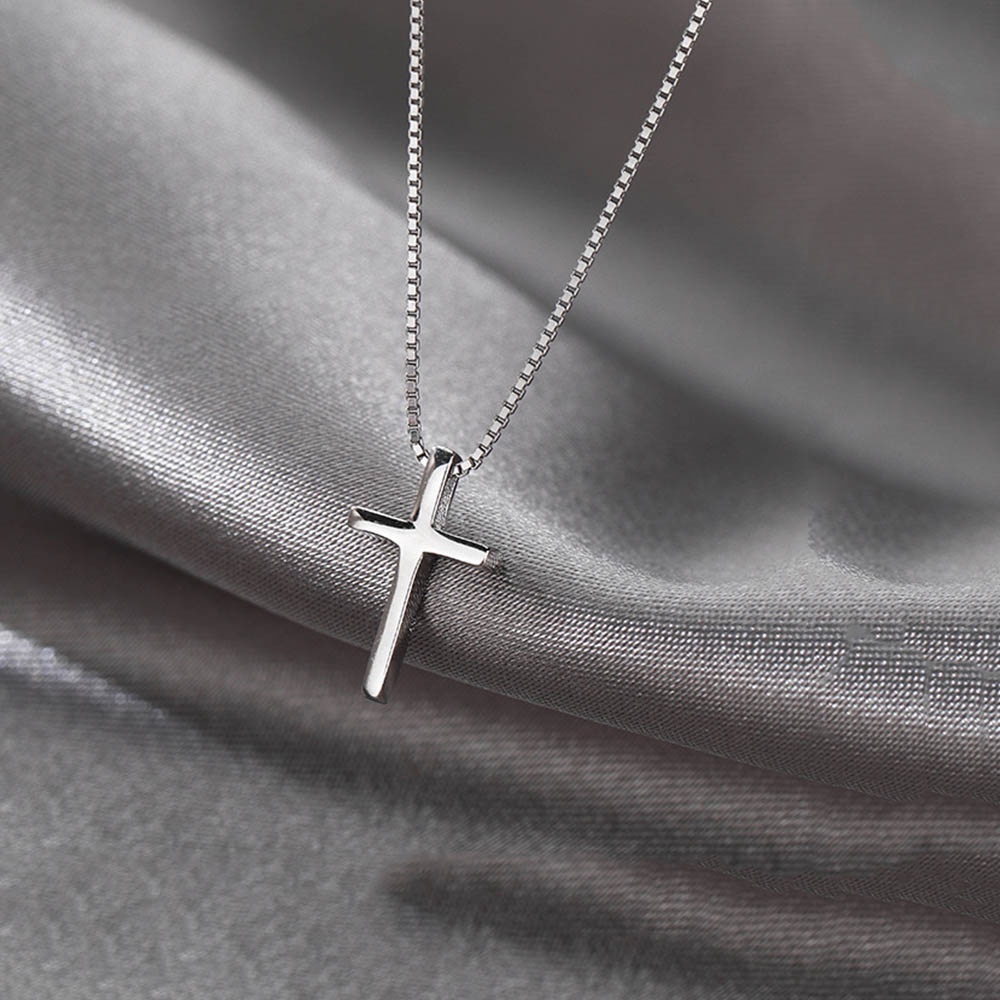 Geometric Cross Pendant Necklace For Women Metal Jewelry Silver Color ...