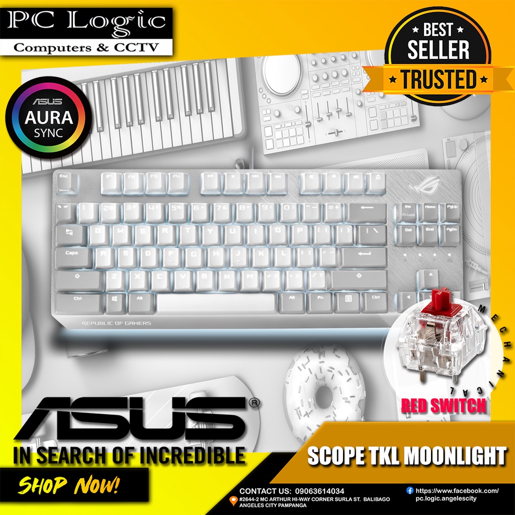 Asus rog strix scope nx tkl moonlight wired rgb mechanical keyboard ...