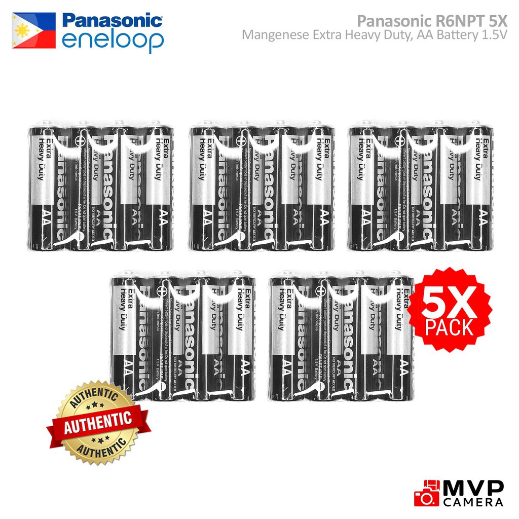 Panasonic AA Battery 5X PACK Mangenese Extra Heavy Duty 1.5V R6NPT/4S-P ...