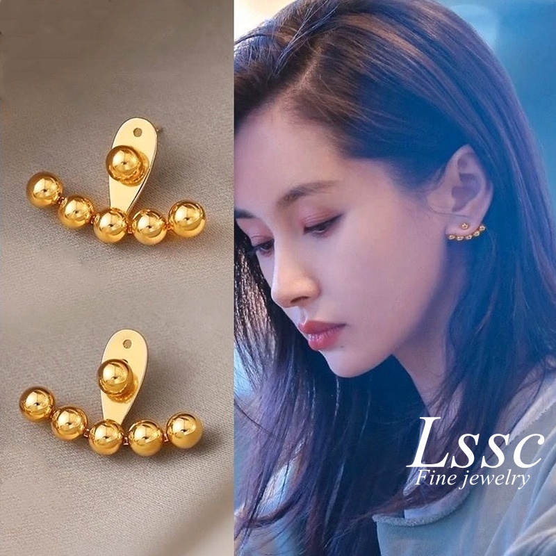 Hikaw Gold Beads Earings for Women Hypoallergenic Stainless Steel ...