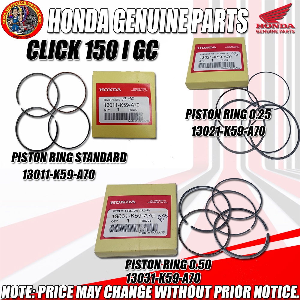 CLICK 150I GC PISTON RING SET (HPI) (STD-13011-K59-A70/ 0.25- 13021-K59 ...