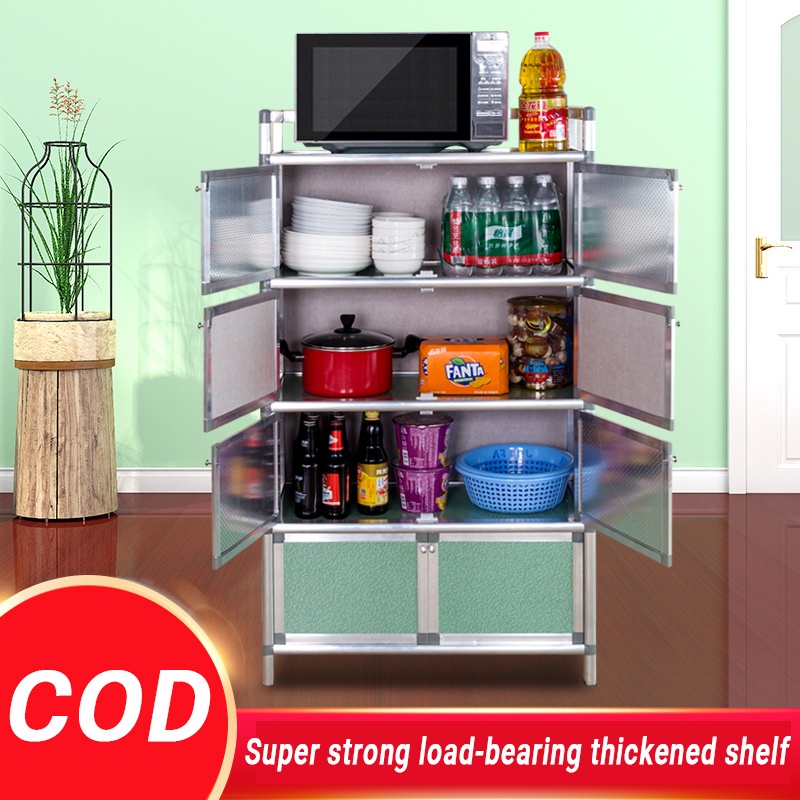 Aluminum alloy kitchen cabinet storage cabinet simple dish cabinet ...