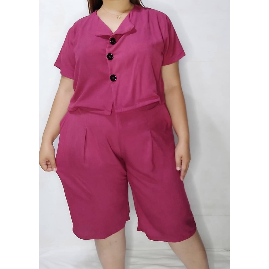 PLUS SIZE Button Down Polo Blouse with Two-Sided Pocket Tokong Terno!!! | Shopee Philippines