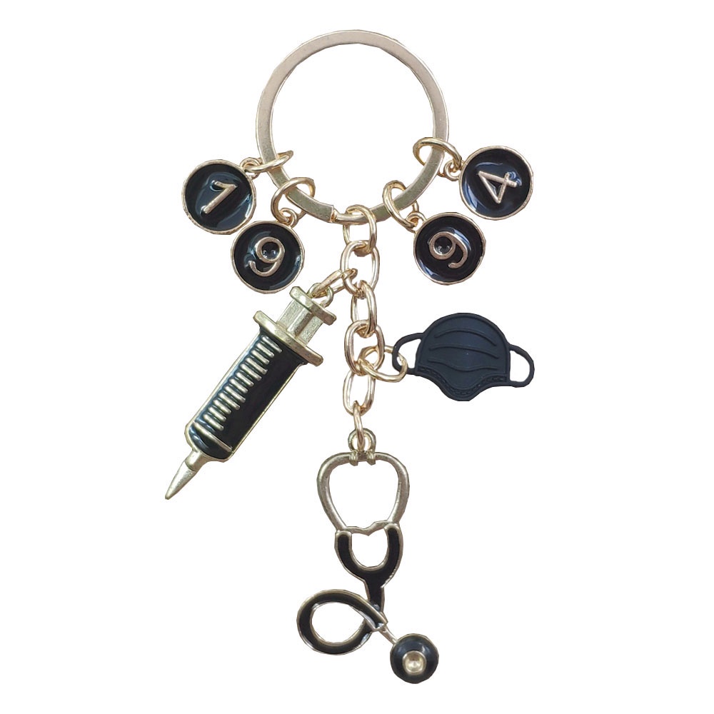 Enamel Keychain Key Ring Stethoscope Medical Syringe Mask Style ...