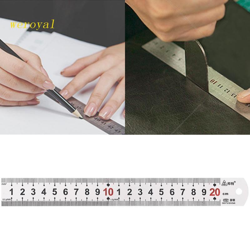 weroyal Stainless Steel Straight Ruler mm/ inch 20cm Metal Ruler ...