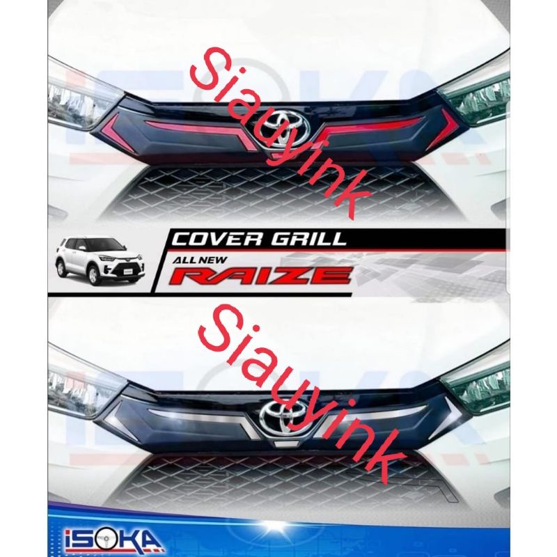 MERAH HITAM Toyota Raize Front grill Cover Black list Red chrome ...