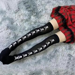 Skull Bat Gothic Dark Long Sexy Stockings Women spider Harajuku Emo ...