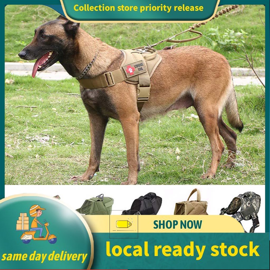 Tactical Dog Vest Service Dog Harness With Pulling Handle Outdoor ...