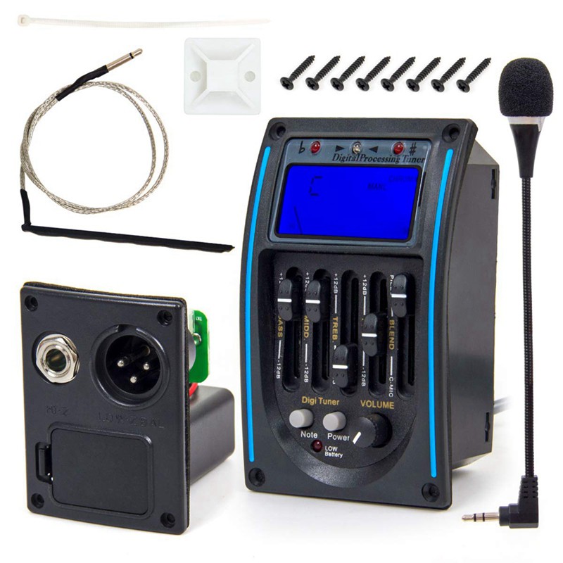 COD Ready Stock 5 Bands Acoustic Guitar Pickup EQ Preamp LCD Tuner ...