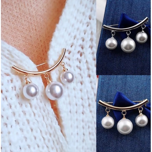 Pearl Pins Straps Anti Slip Pin Korean Simple Pearl Brooch Women's ...