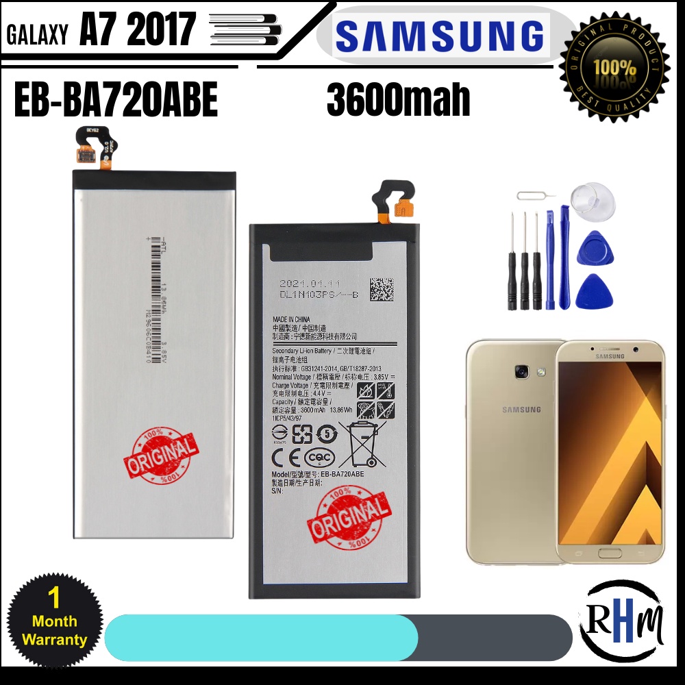 SAM SUNG A7 2017 (SM-A720F) Battery, Model: EB-BA720ABE 3600mAh Original Li-ion Battery | Shopee ...