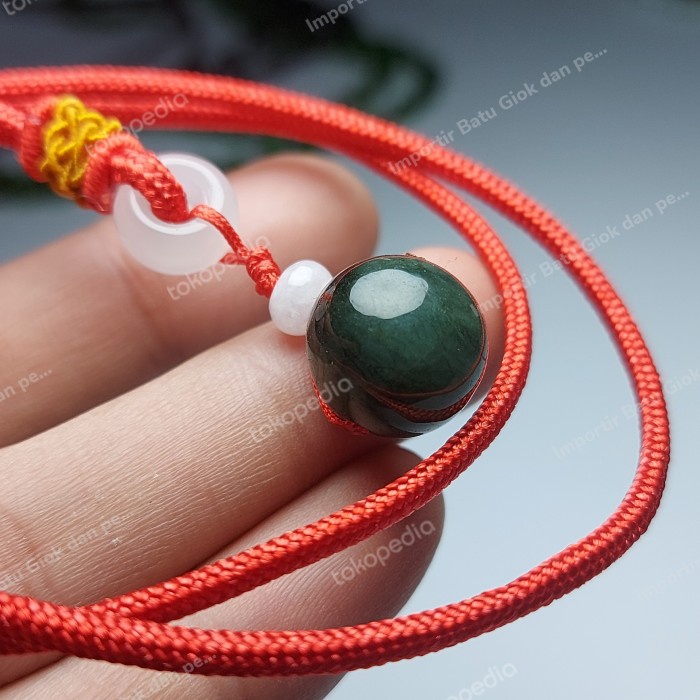 HIJAU Burma myanmar jadeite Original Dark Green Jade Health Necklace ...