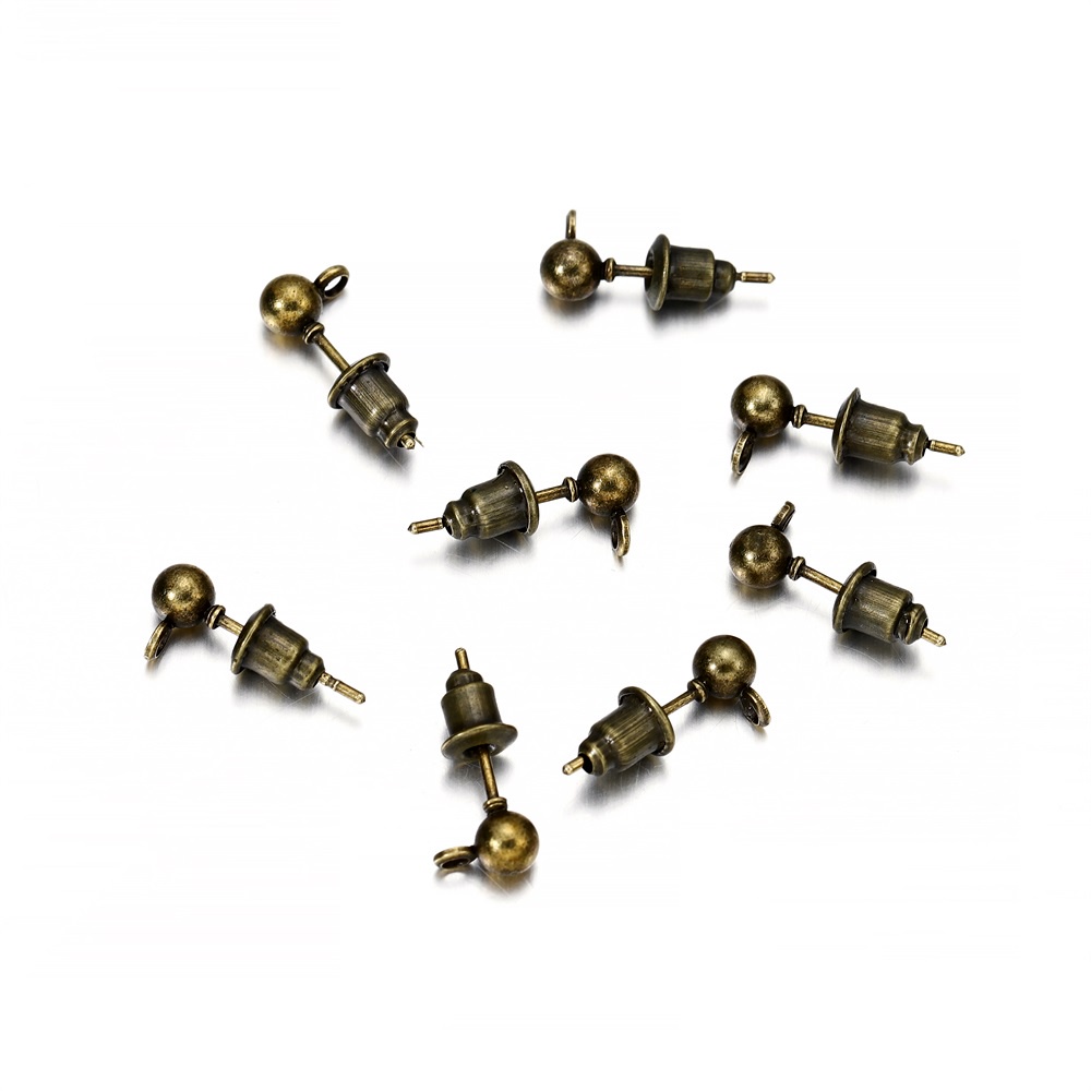 50 Pieces/Batch 3/4/5mm Silver Spherical Earplugs Basic Pin Plug ...