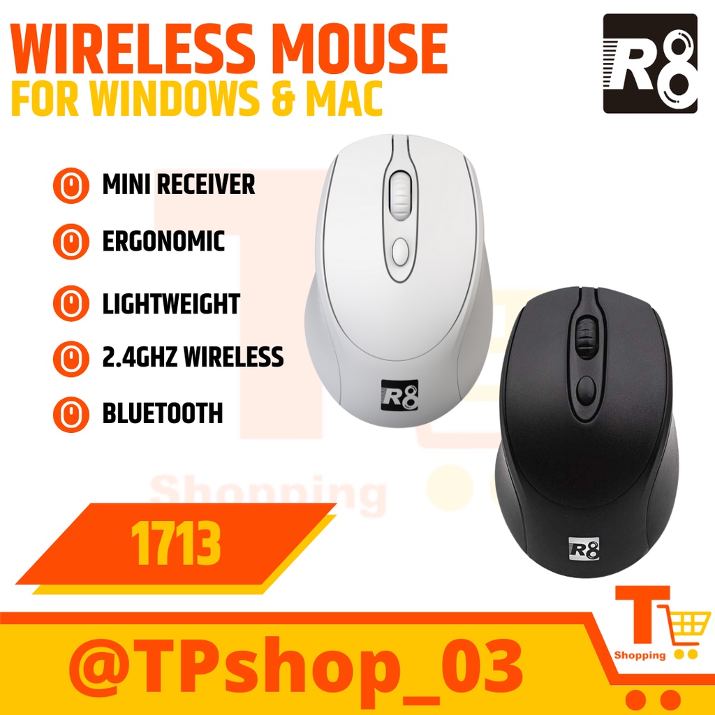 R8 Mouse 1713 Wireless Mouse for Windows And Mac, Mini Receiver ...