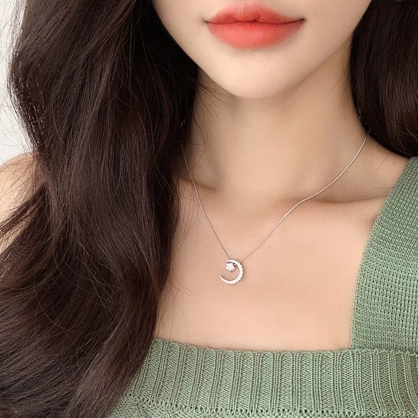 Silver chain moon star sparkling cute idol accessories kpop | Shopee ...