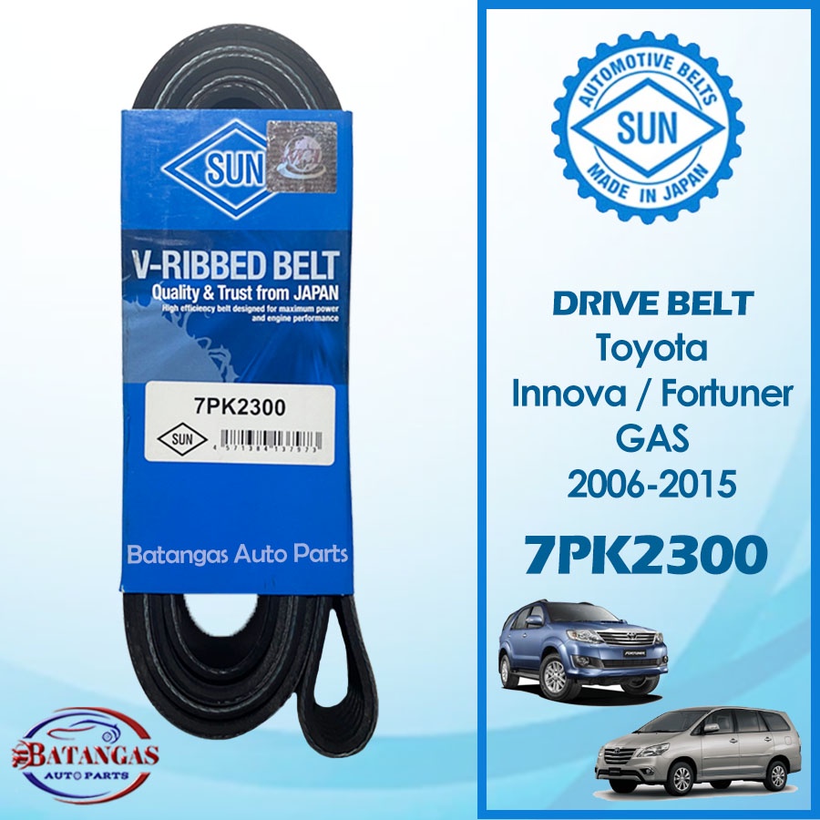 DRIVE BELT TOYOTA INNOVA / FORTUNER GAS 2006-2015 SUN 7PK2300 (ALT + AC ...
