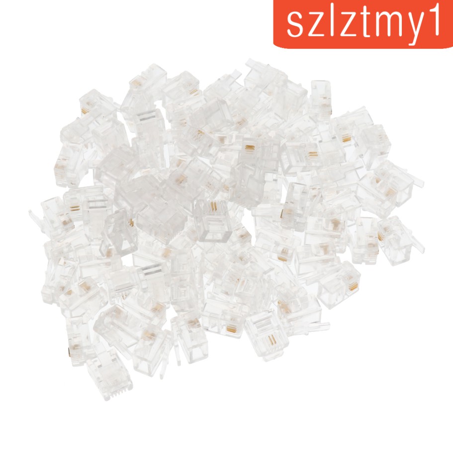 [Thunder] 100Pcs RJ11 RJ-11 6P2C Modular Plug Telephone Cord Connector ...