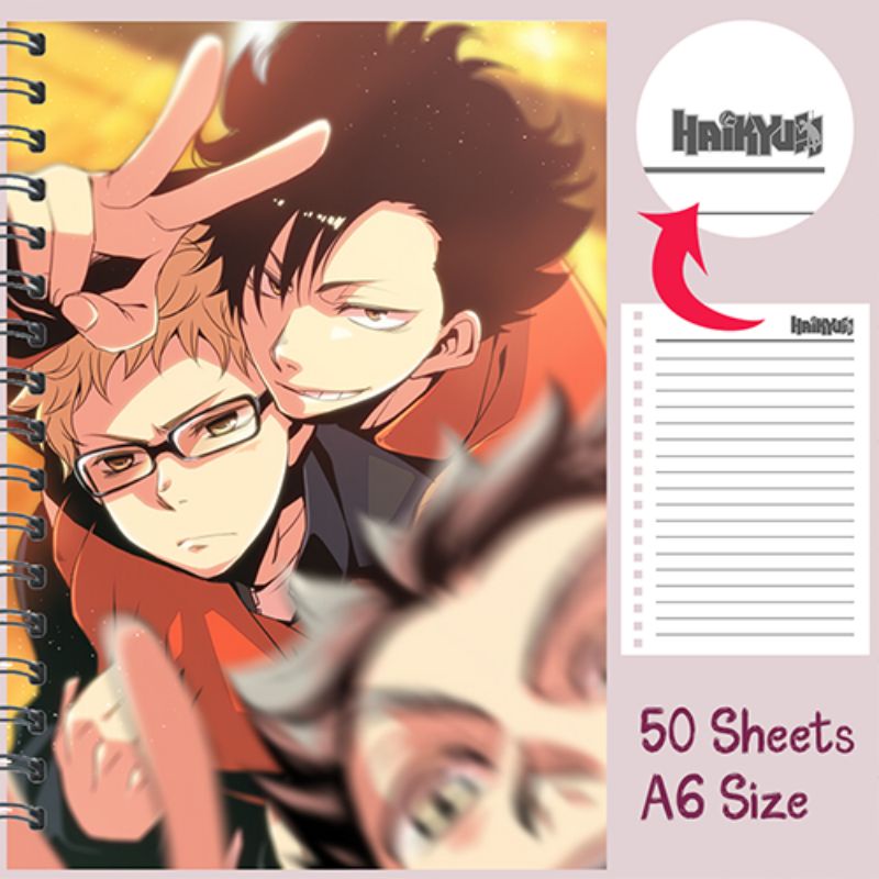 (Small Size) 49 Designs Matte A6 Size Haikyuu!! Anime Notebook Haikyuu ...