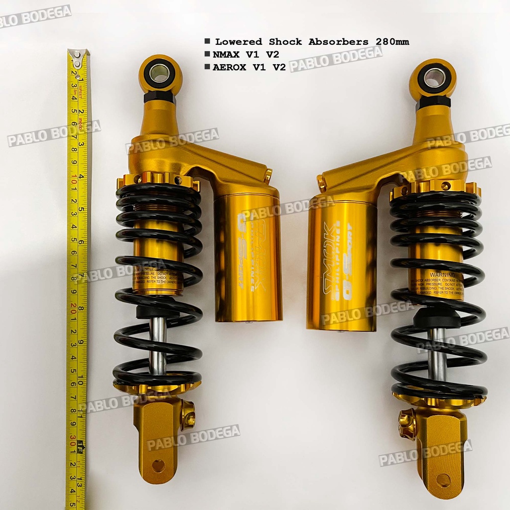 Yamaha Aerox V1 V2 and NMAX V1 V2 Rear shock absorber 2pcs with Lowered Baso style 280mm ...