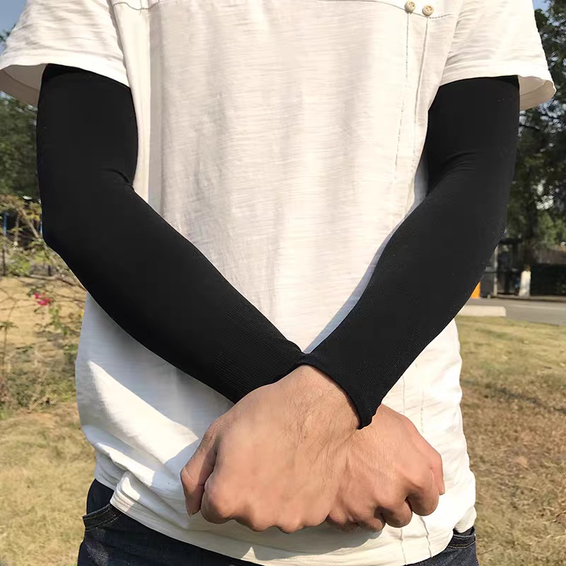 PLAIN BLK BIKE BIKERS CYCLING CYCLIST ARM SLEEVES PROTECTION FROM UV ...