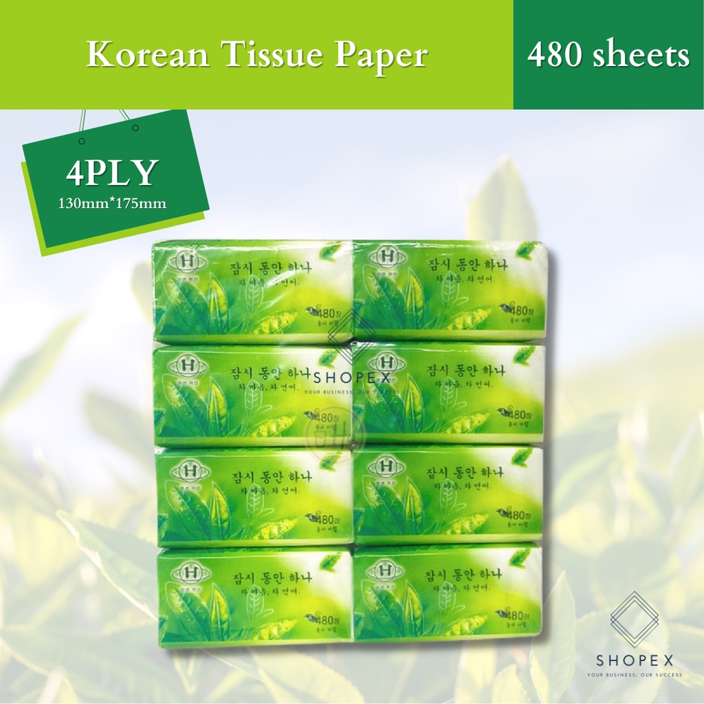 Green Removable Korean Facial Tissue Paper 4ply (8pcs/Bundle) / Facial ...