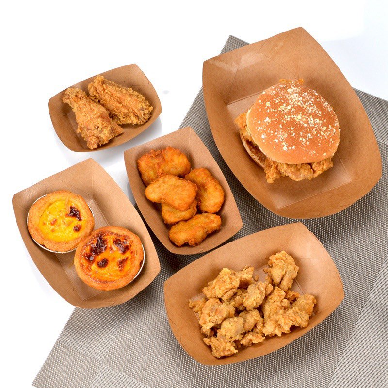 Boat-shaped Kraft Food Tray (50pcs) | Shopee Philippines