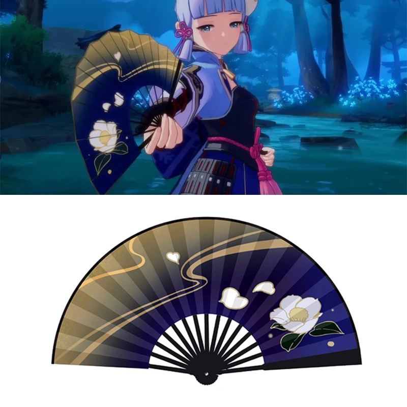 Genshin Impact Kamisato Ayaka Hand Fans Cloth Folding Fan Summer ...