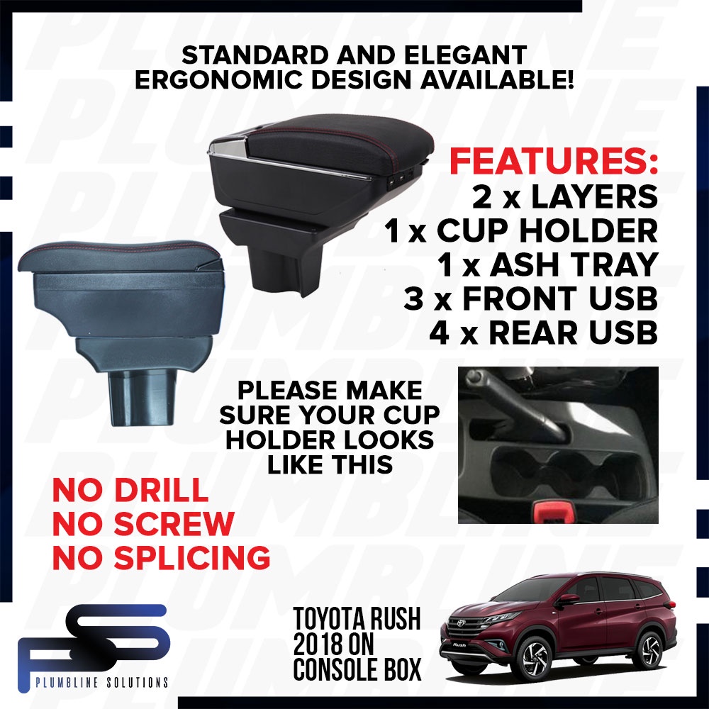 Toyota Rush 2018 - Onwards OEM Premium Armrest Double Layer Console Box ...