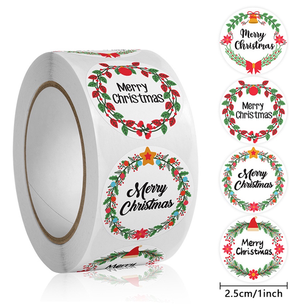 500pcs Merry Christmas Holiday Stickers Wreath Adhesive Stickers for ...